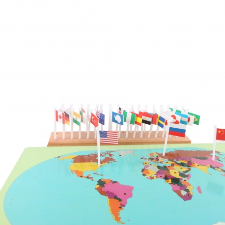 carte mondiale avec drapeaux à placer